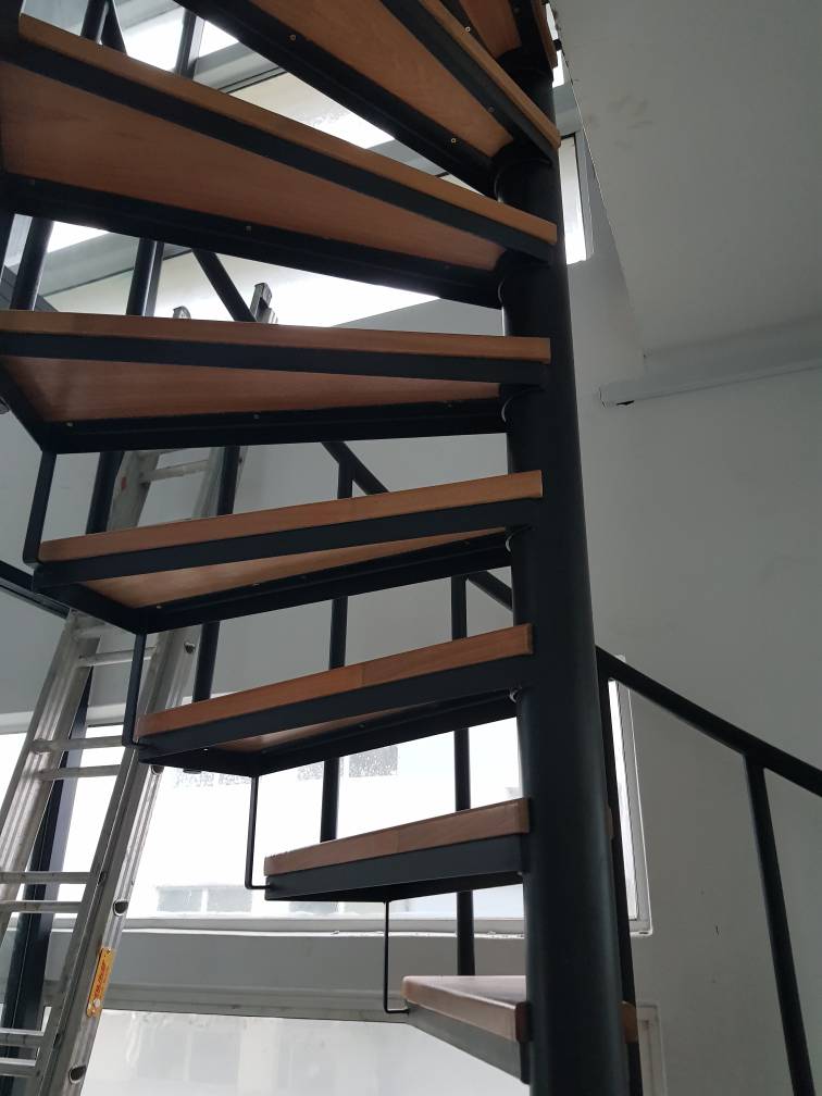 Mild Steel, Spiral, Staircase, Steps, Design, Wooden, Timber